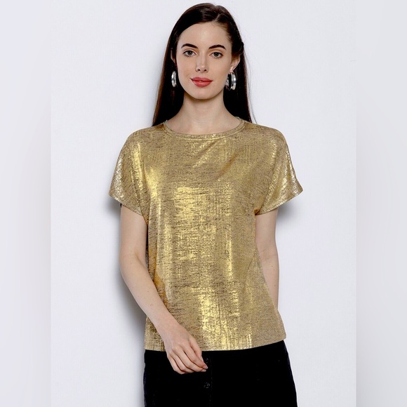 Dorothy Perkins | Tops | Dorothy Perkins Womens Golden Solid Top With ...